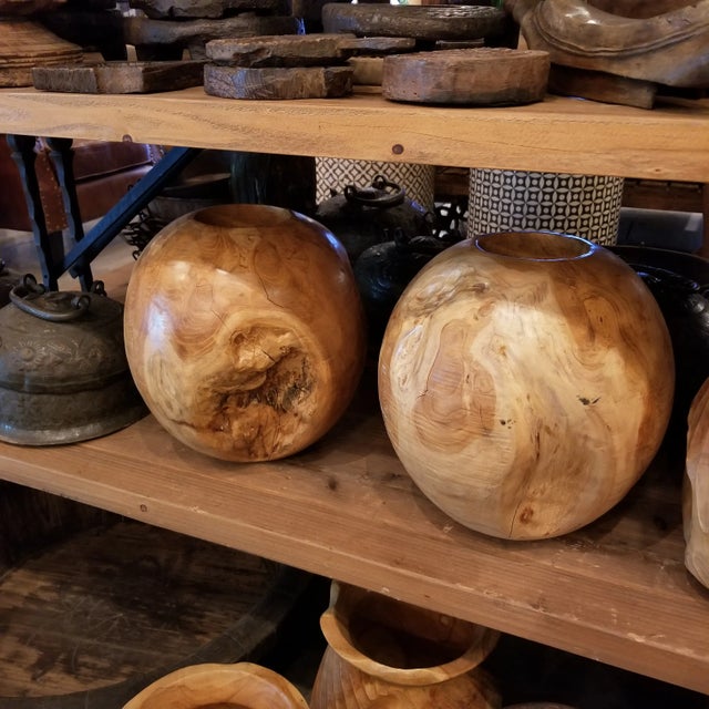 Contemporary Teak Root Ball Vase | Chairish