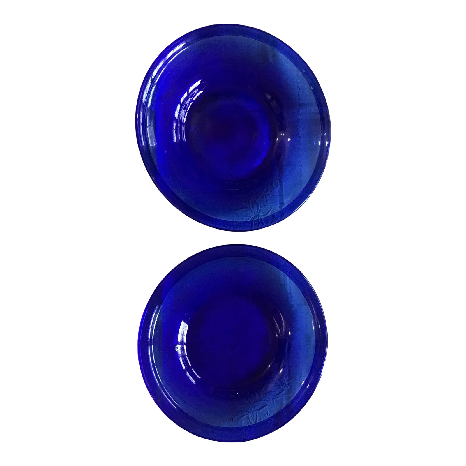 Vintage Cobalt Blue Glass Serving Dishes- Set of 2 | Chairish