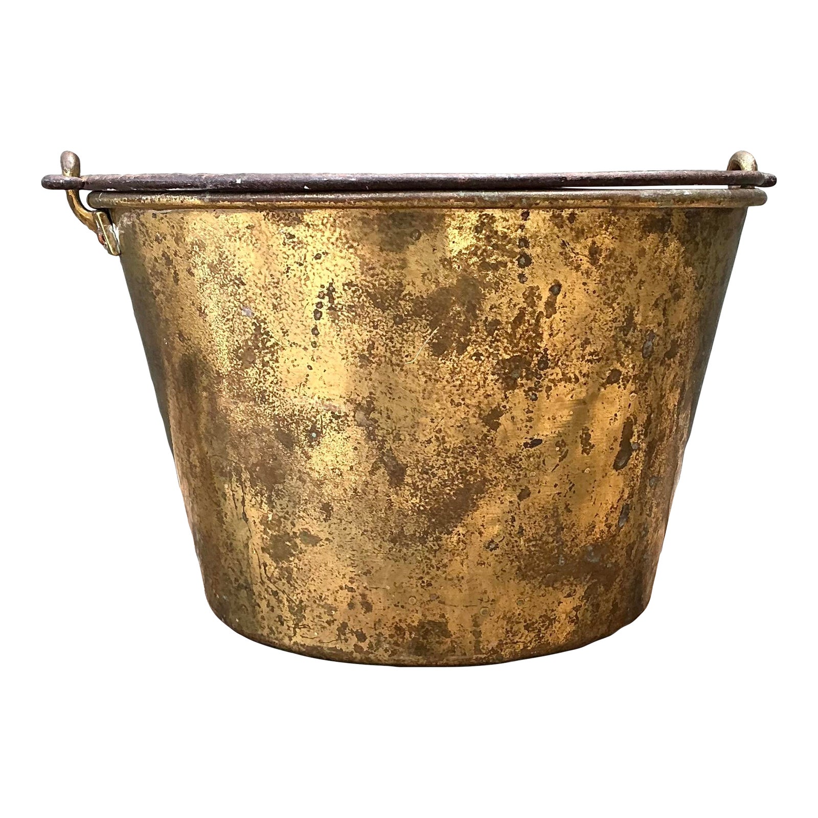 Vintage Spun Brass Bucket | Chairish