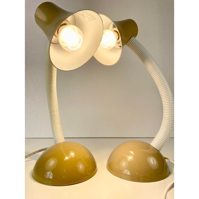 Set 2 Vintage Modern 80s / 90s Gooseneck Desk Lamps in Tan & White ...