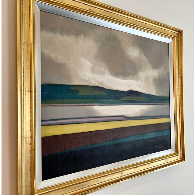 Mid 20th Century “Cloudy Reflection” Midcentury Modern Oil Painting by ...