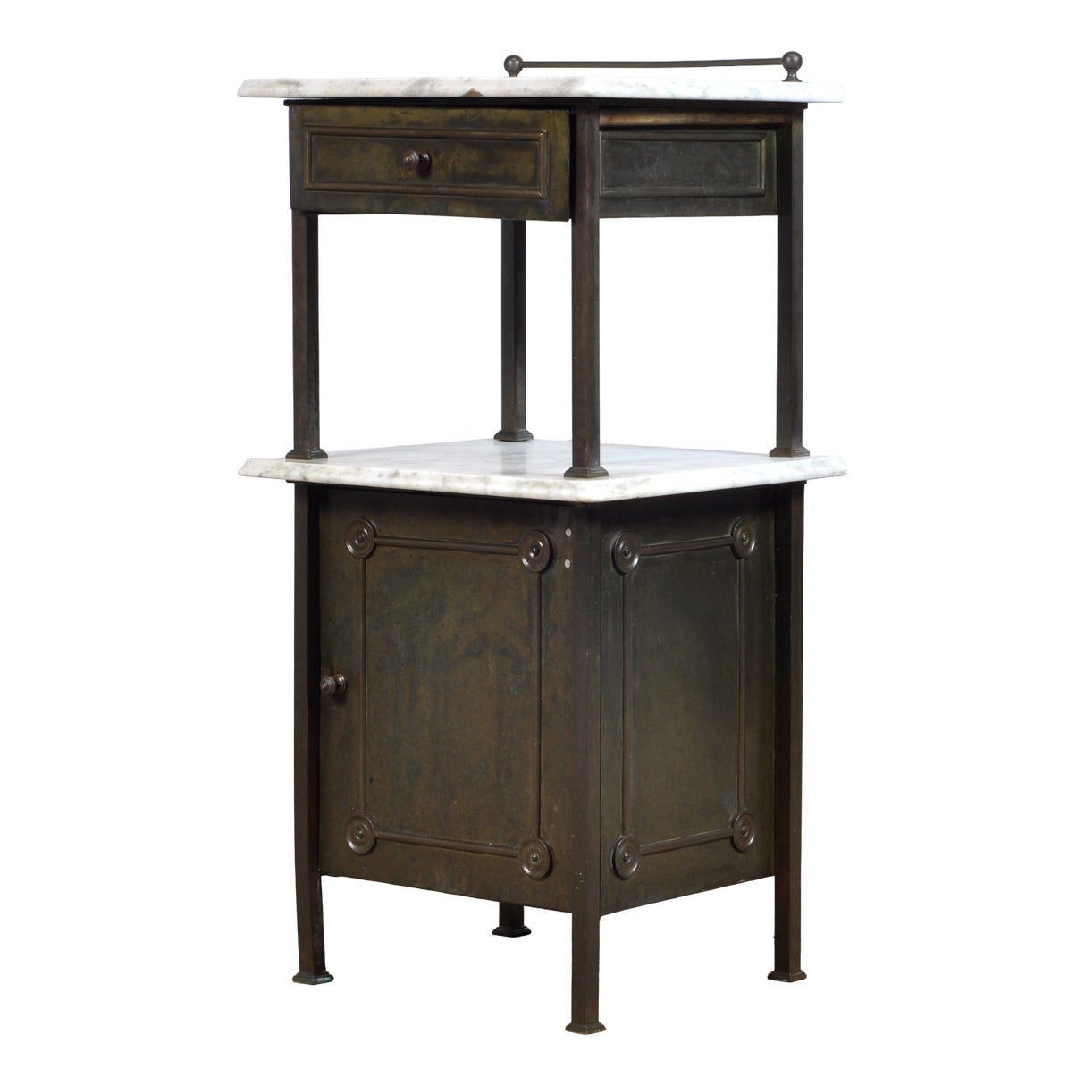 Brass Nightstand with Marble Top, 1910s | Chairish