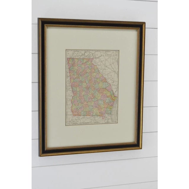 Vintage Framed Map of Georgia | Chairish