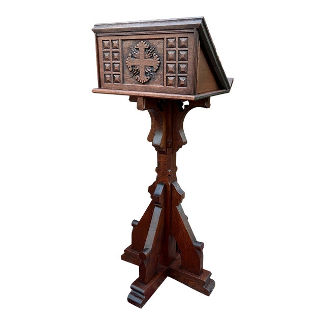 Antique English Oak Gothic Lectern Book Stand Oak 19th C | Chairish