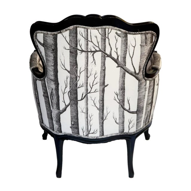 French Chair Upholstered With Tree Print | Chairish