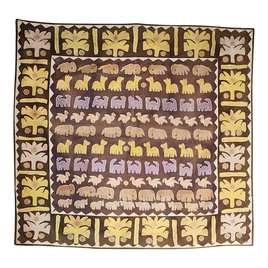 Vintage Hand-Stitched Kanduri Cloth With Animal and Tree of Life ...
