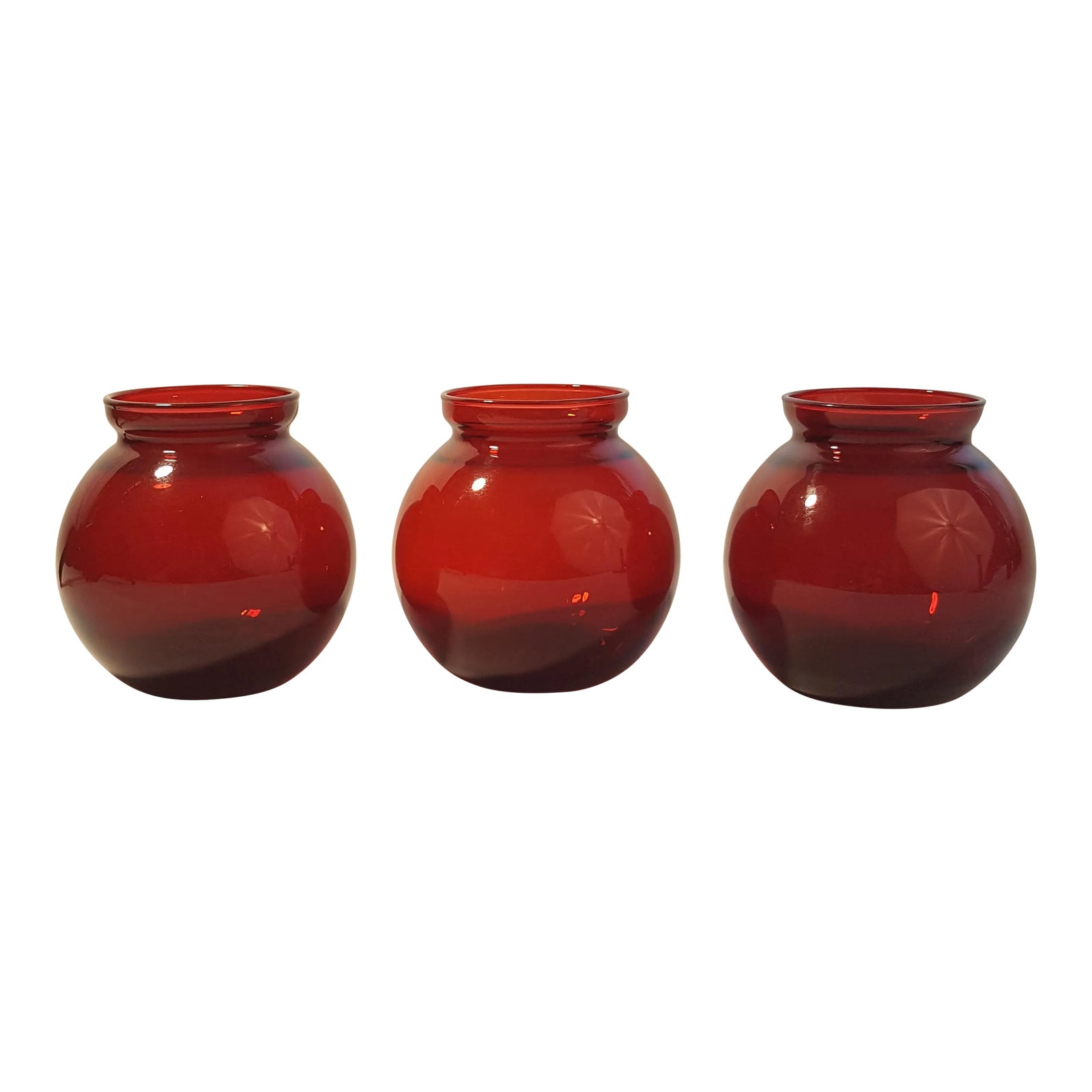 Royal Ruby Ivy Ball Vase - Set of 3 | Chairish