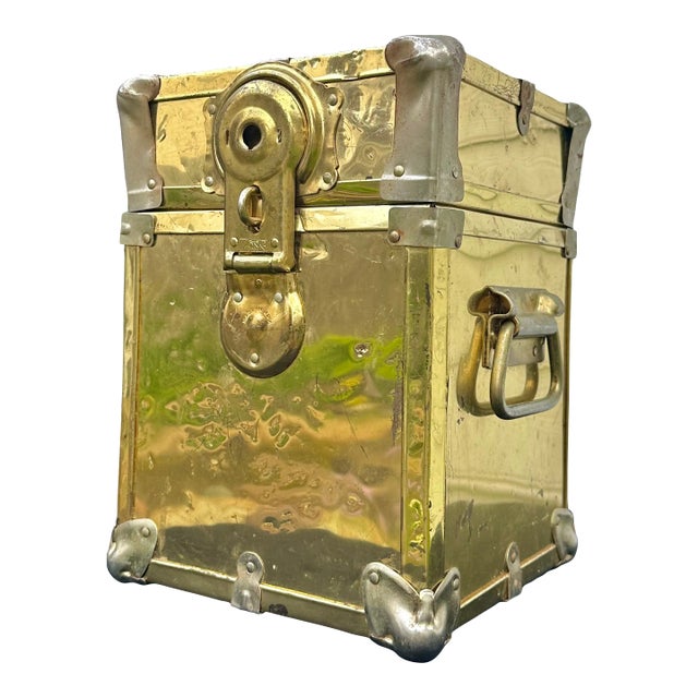 Vintage Nautical Style Polished Brass Trunk, Small | Chairish
