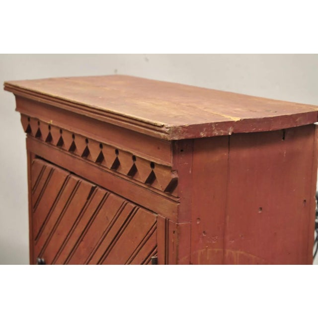 Antique French Country Red Distress Painted One Door Wooden Cupboard ...