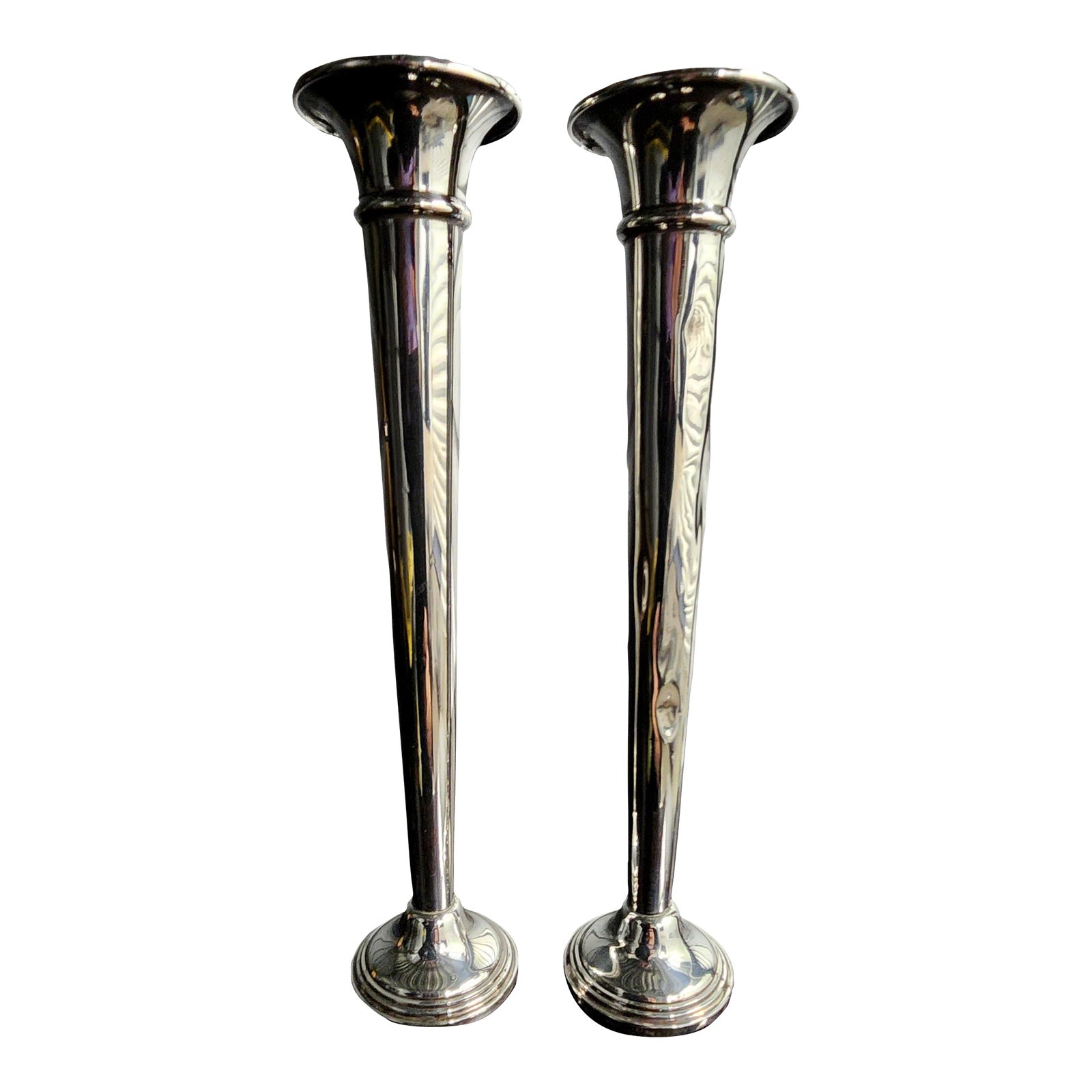 Vintage Fine Sterling Silver Bud Vases - Pair. | Chairish