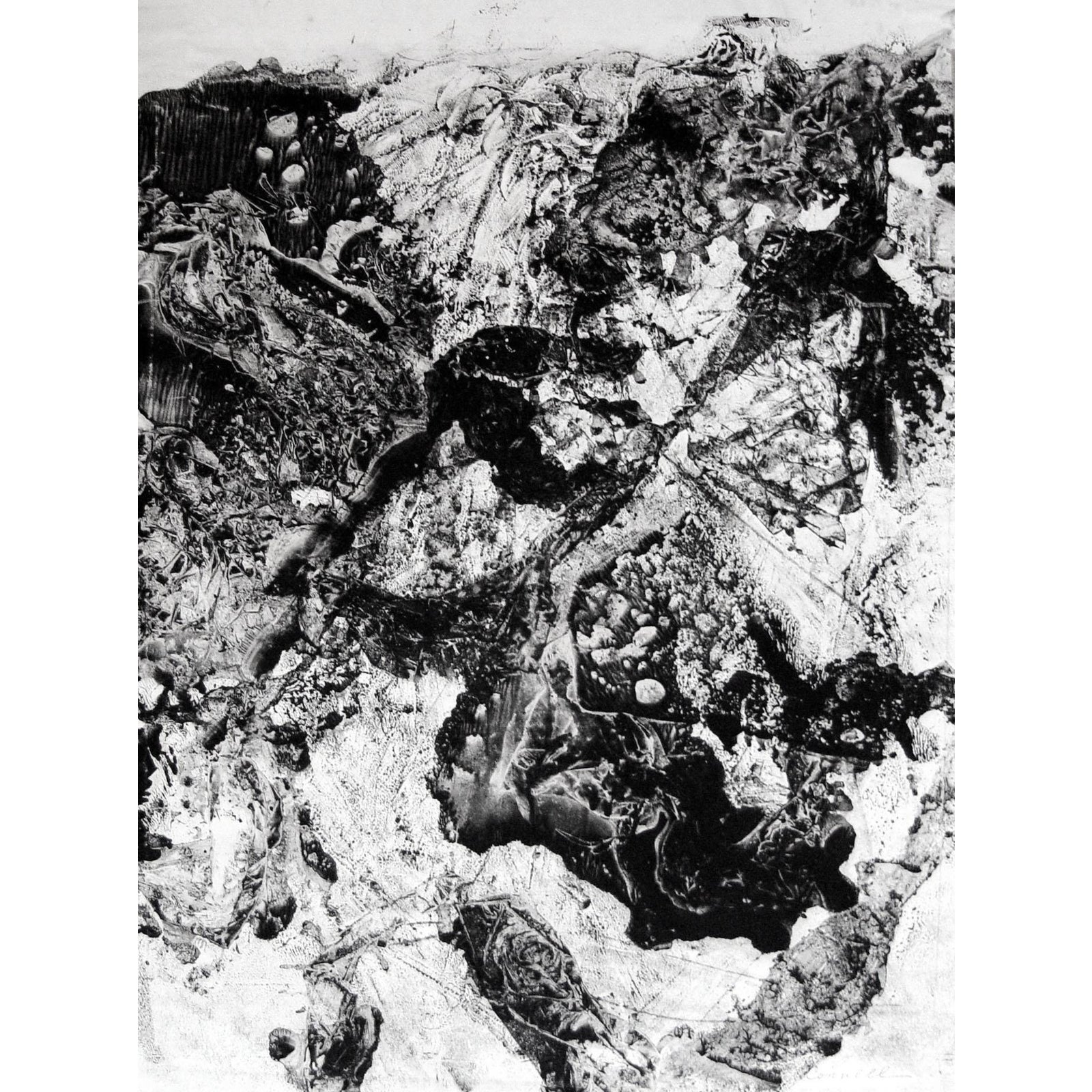 Vintage Clyde Connell Black & White Abstract Monoprint | Chairish