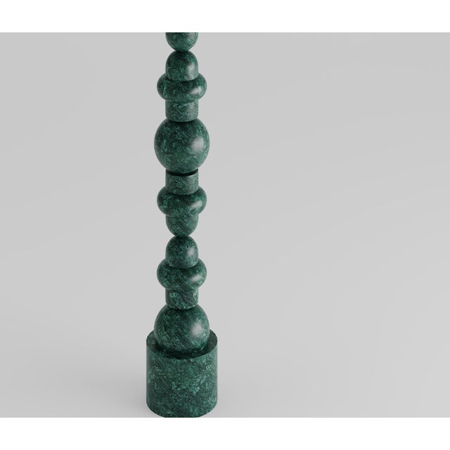 Forest Green Marble Totem Pillar by Ziba Homes | Chairish