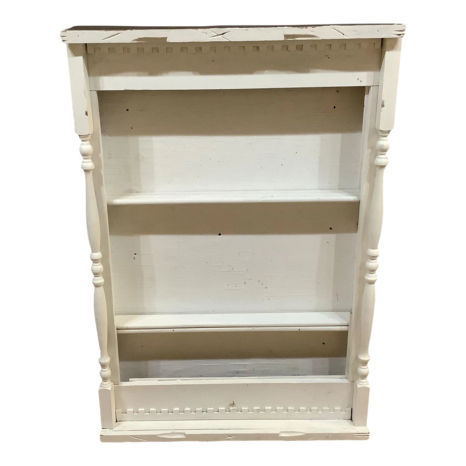 Antique Painted White Large Plate Platter Rack Wall Unit Dental Molding ...