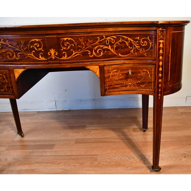 1900s Antique English Hepplewhite Mahogany Inlaid Writing Desk / Office ...