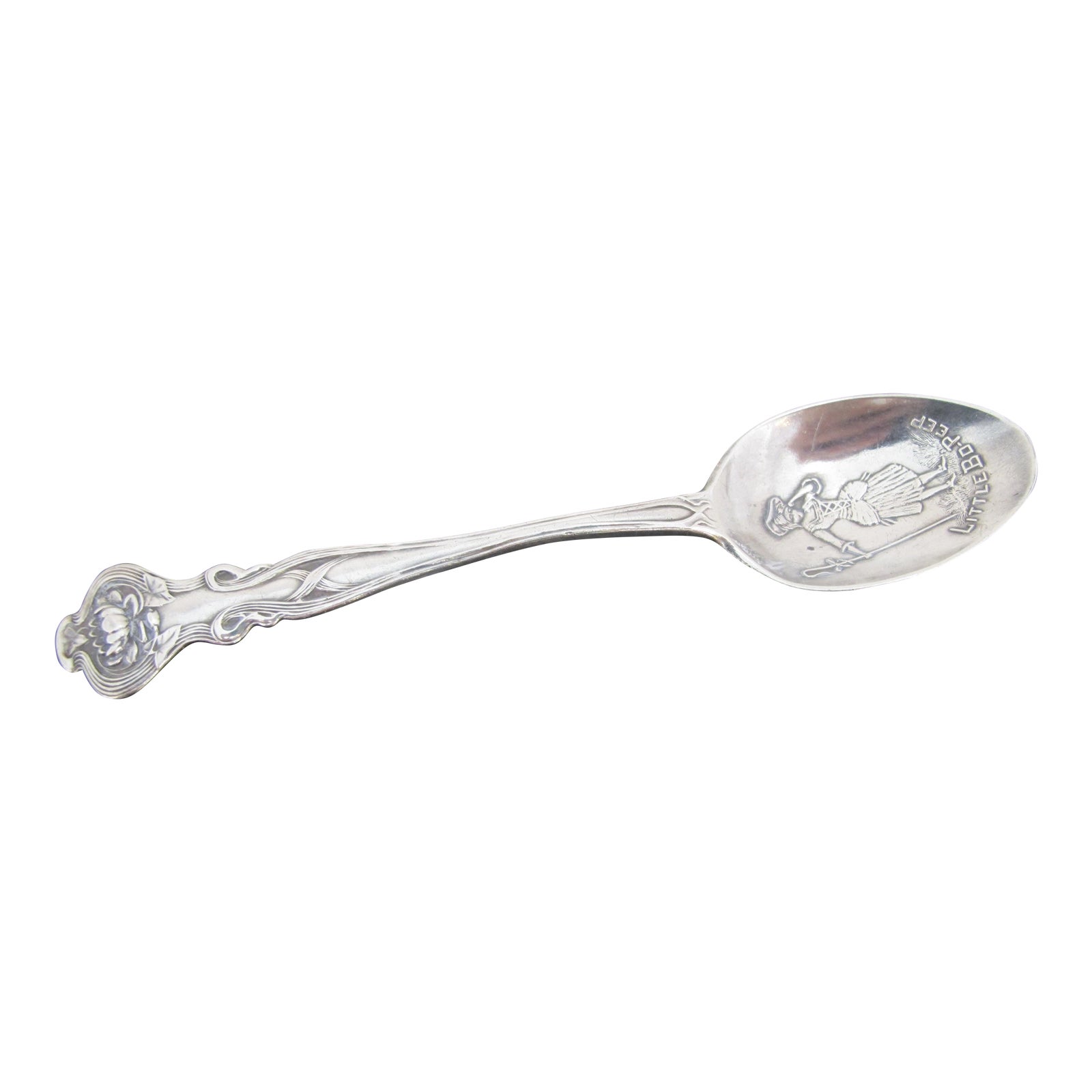 Antique Sterling Silver Flower Engraved Little Bo Peep Child Spoon ...