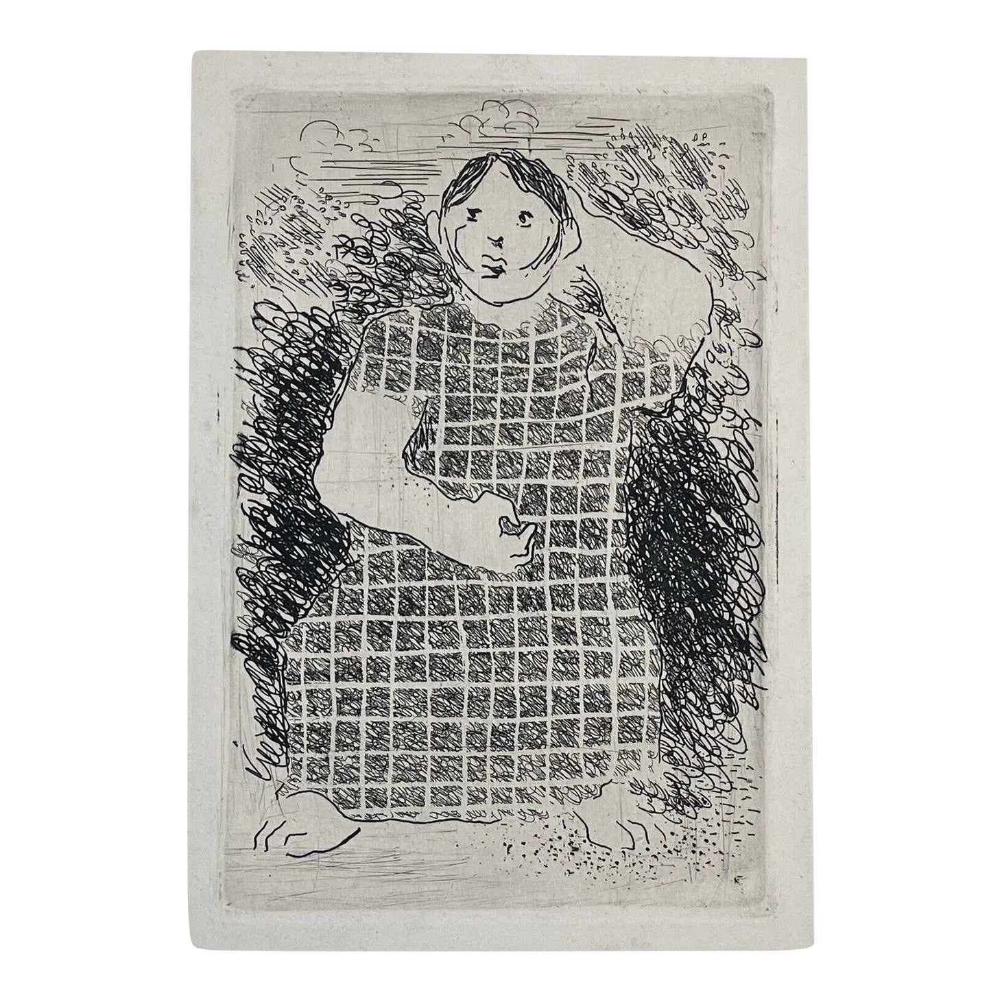 Original 1938 Robert Mallory 'Aeated Indian Girl' Expressionist Portrait Etching | Chairish