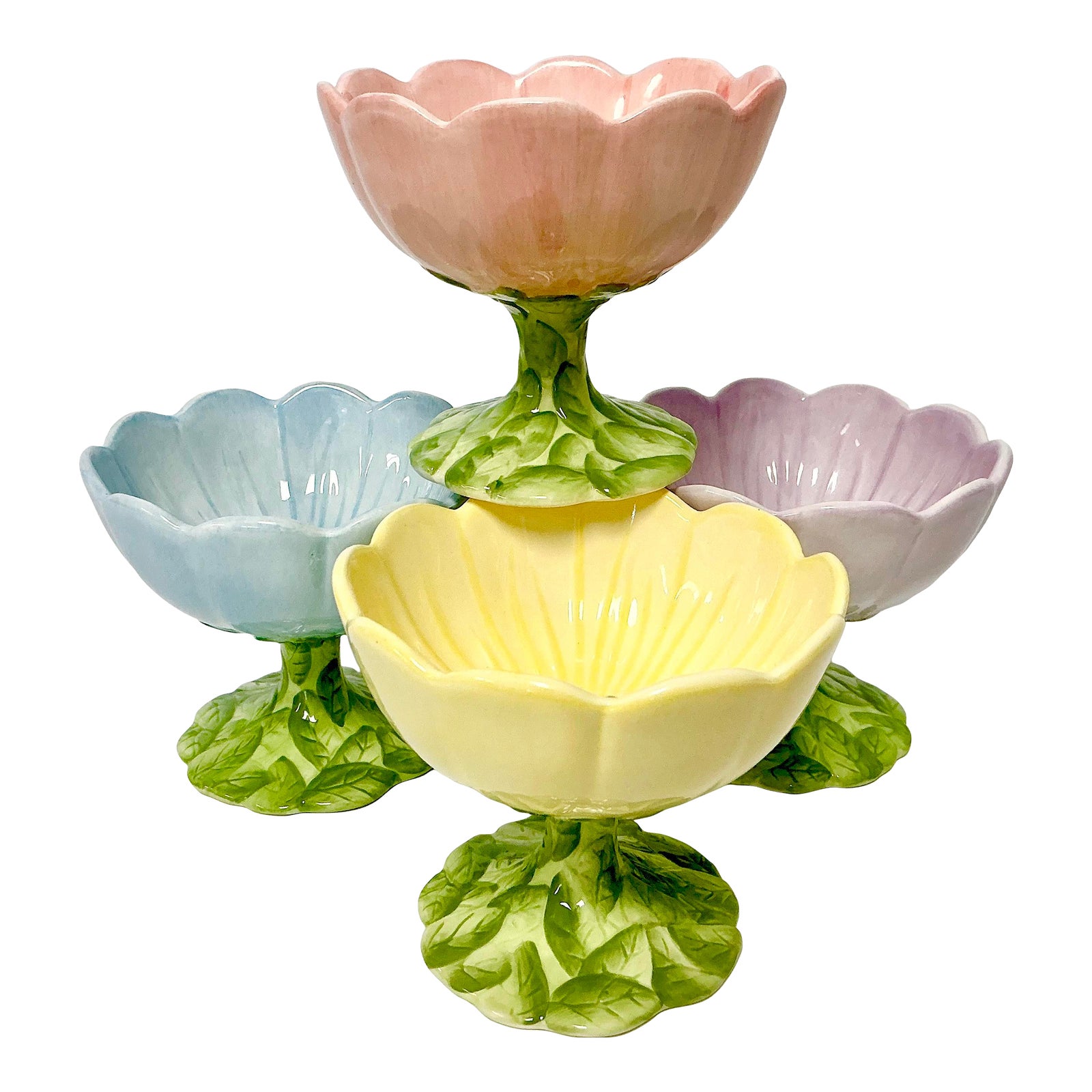 Vintage Boho Chic Trompe L’Oeil Buttercup Flora Pedestal Bowls ...