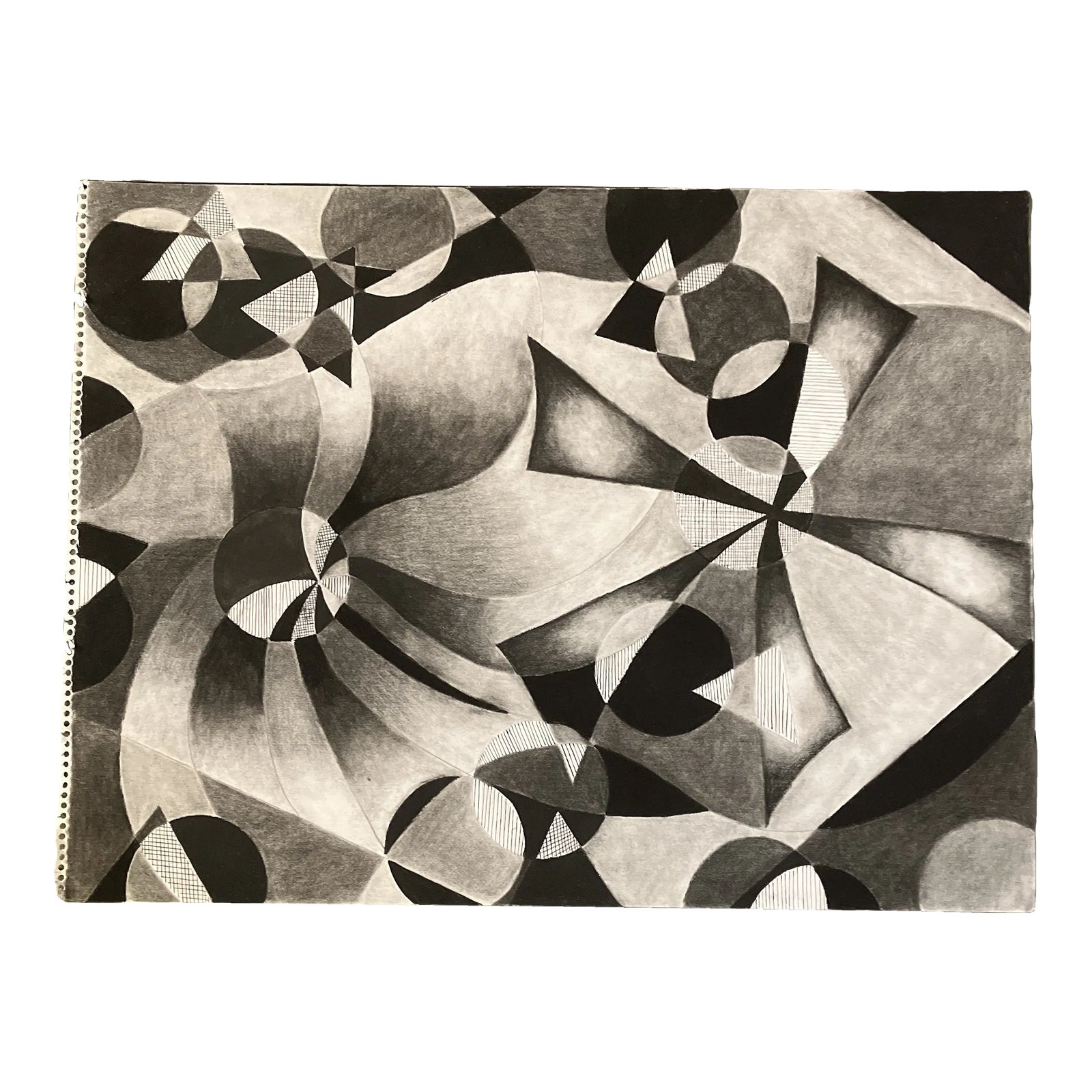 1970’s Original Vintage Abstract Charcoal & Ink Drawing | Chairish