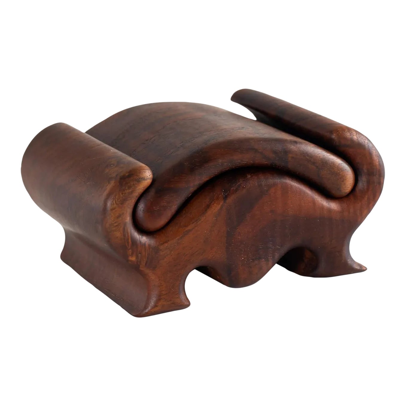 Vintage Sculptural Walnut Puzzle Jewelry Box | Chairish