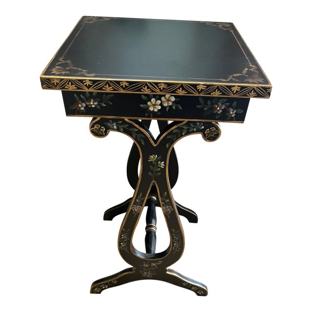 Chelsea House Black and Gold Accent Table | Chairish