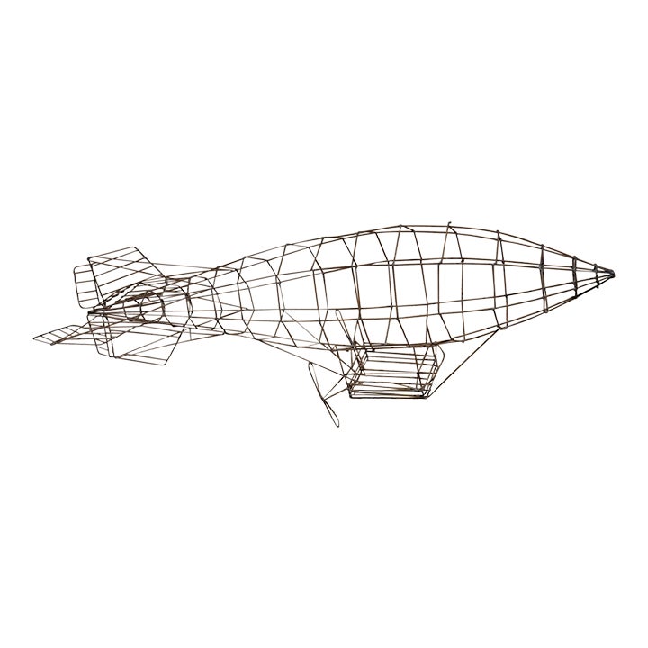 Aviation Metal Art Wire Blimp Airship Zeppelin Sculpture | Chairish