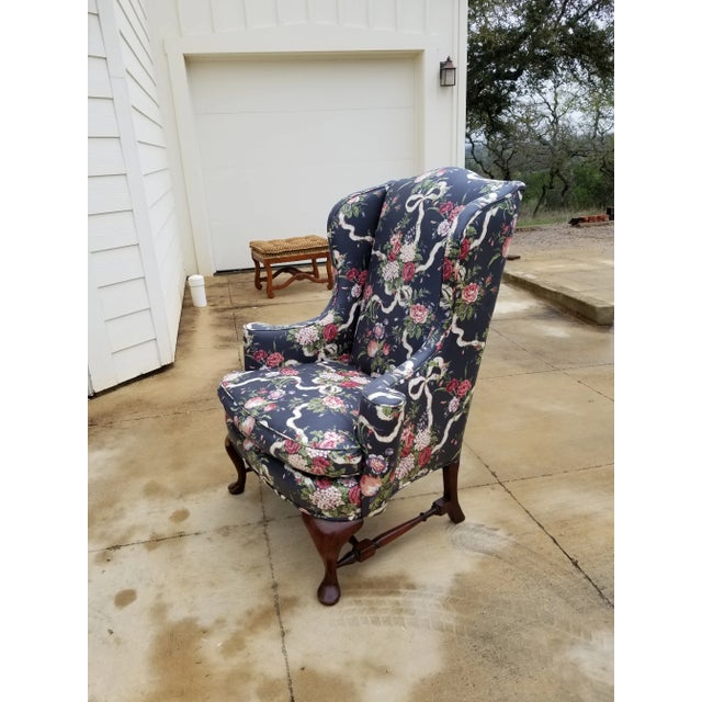 1980s Paisley Slip Covered Wingback Chair | Chairish