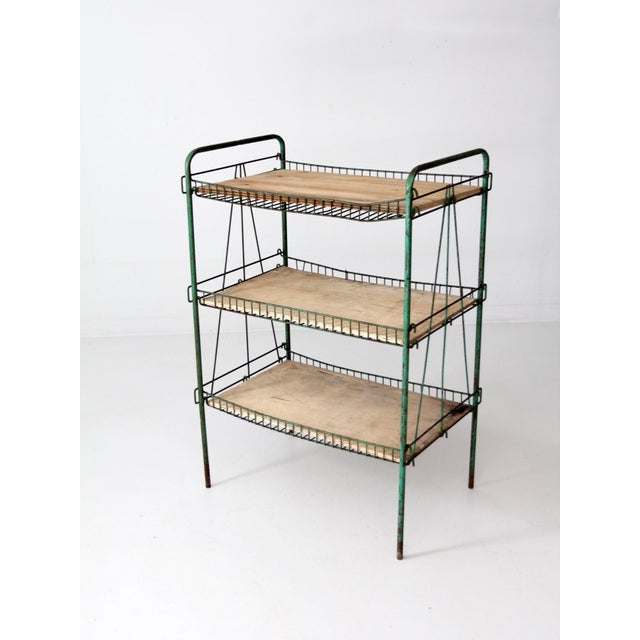 Vintage Green Industrial Wire Shelf Rack | Chairish