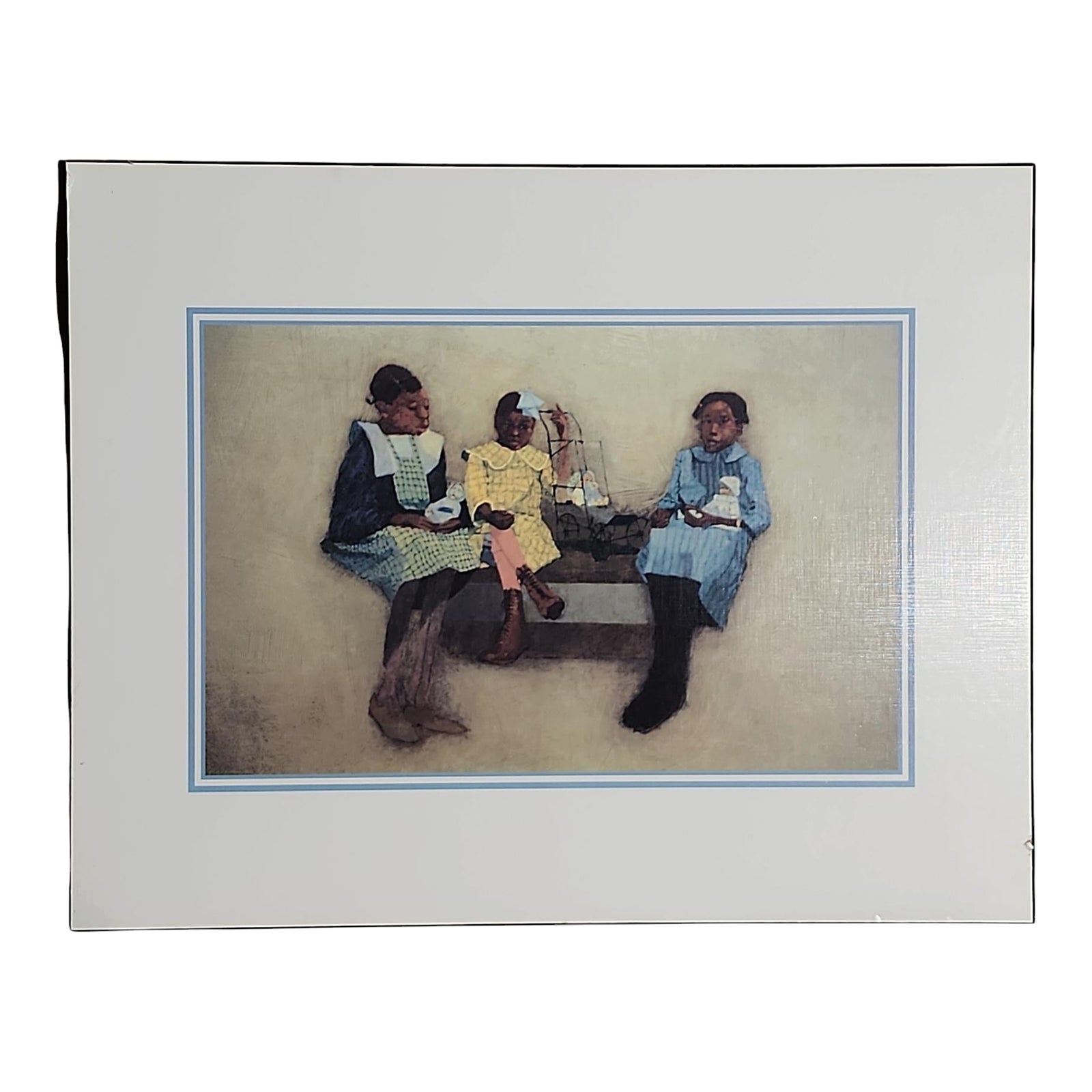 Danny Phifer Lithograph on Masonite - Playing Mama | Chairish