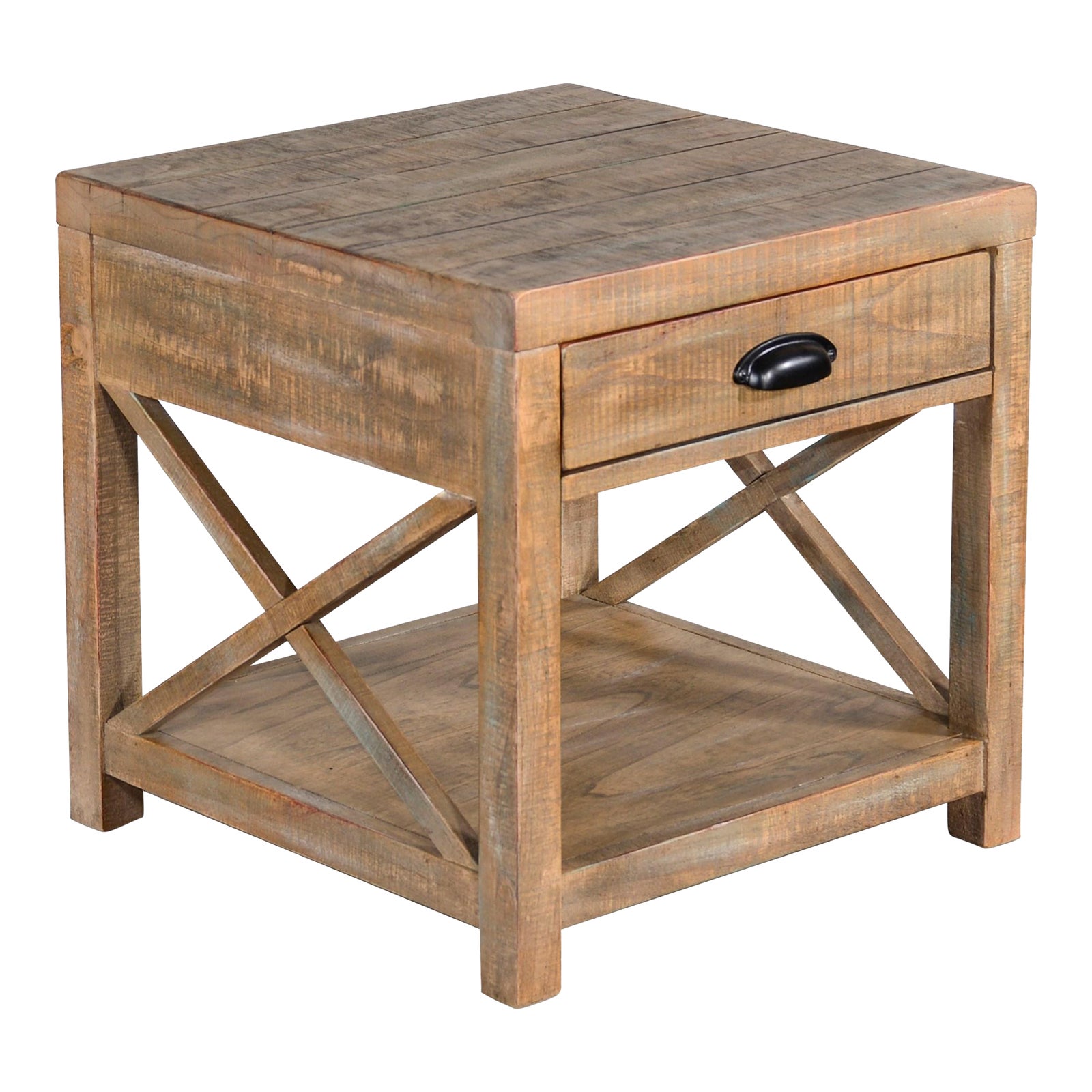 Square Durango Wood Accent End Side Able | Chairish