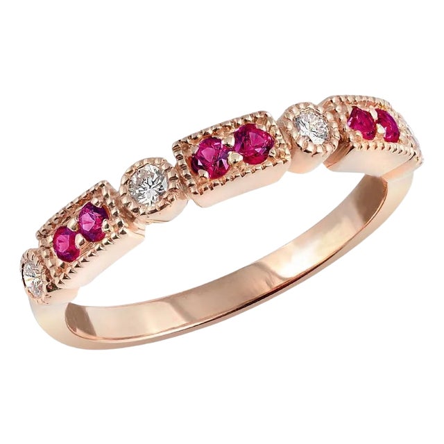 Natural Pink Sapphires Gemstones 0.21 Carats in 14k Rose Gold Stackable ...