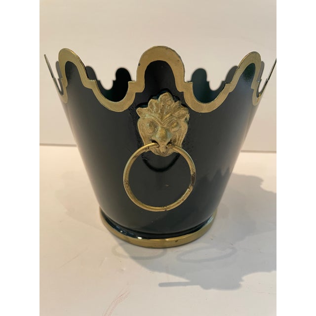 Vintage Black and Gold Cachepot | Chairish