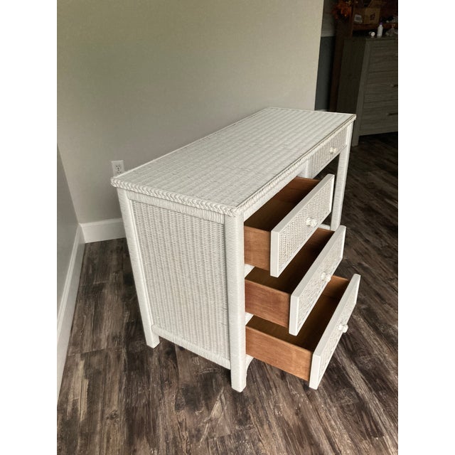 Late 20th Century Henry Link for Lexington White Wicker Desk | Chairish