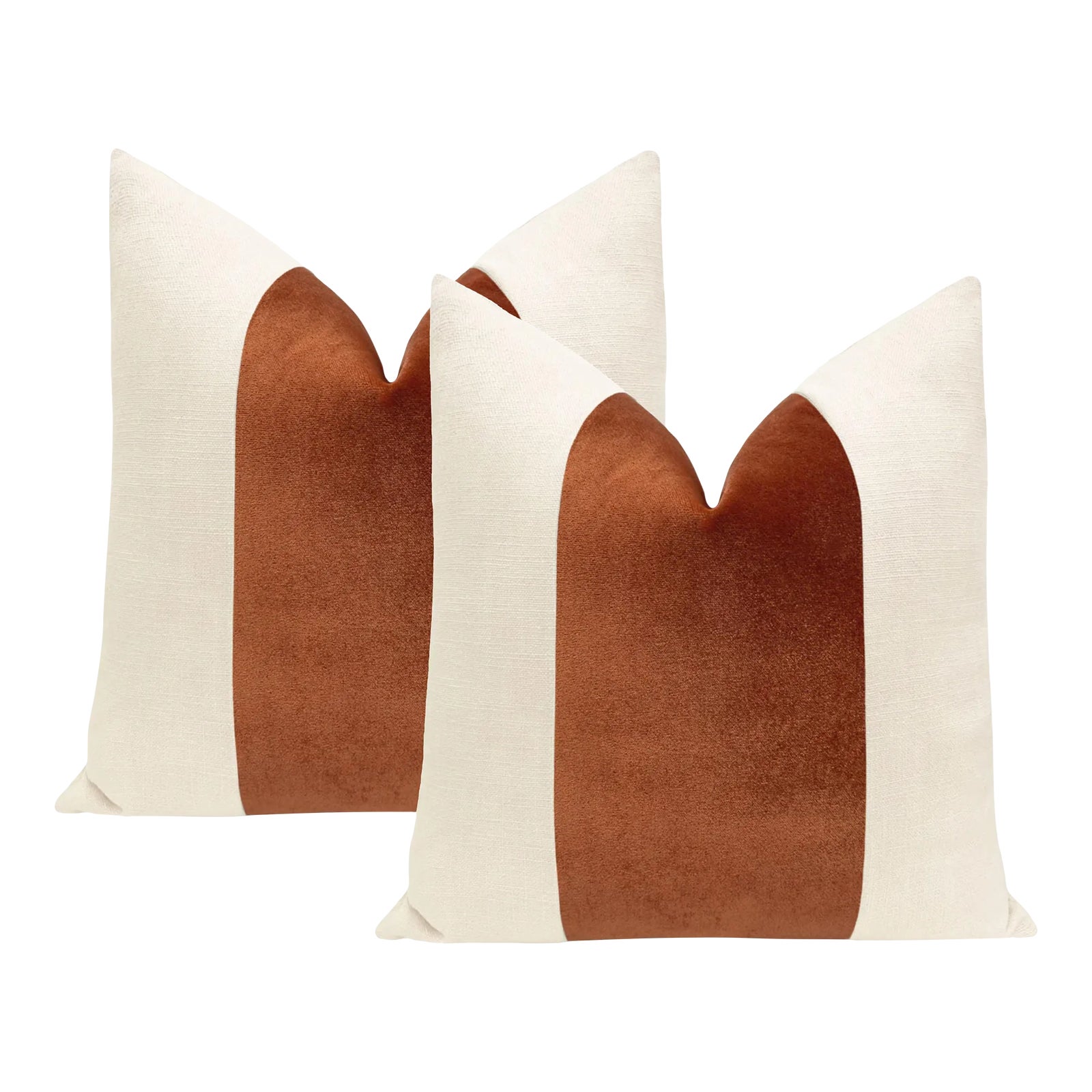 22" Amber Venetian Velvet Panel & Linen Pillows - a Pair | Chairish