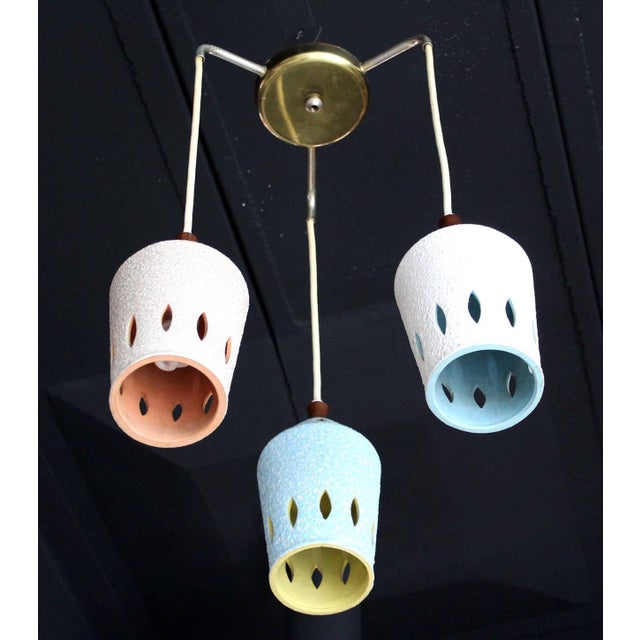 Triple Colored Glazed Pierced Pottery Ceramic Shades Pendant Light ...