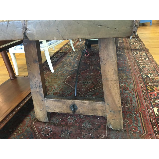 Rustic Refectory Table With Scroll Metal Iron Details & Accents | Chairish