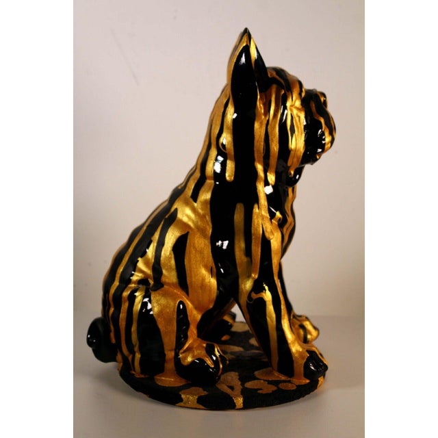 Early 21st Century Modern Frenchie Gold Drip Ceramic Sculpture Homage ...