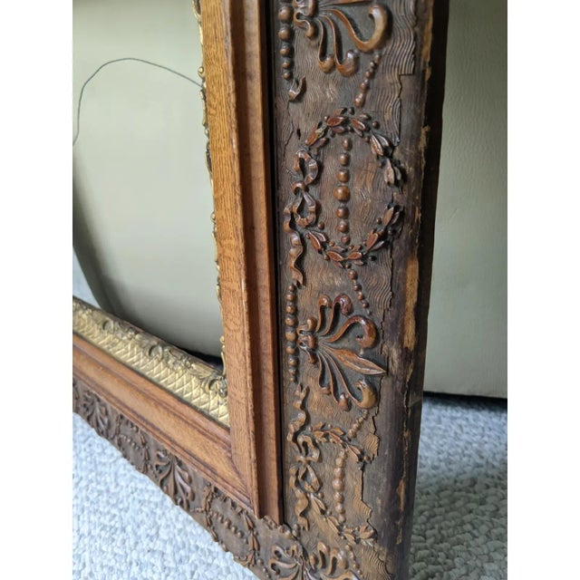 Early 20th Century Hand Carved French Tiger Wood Frame | Chairish