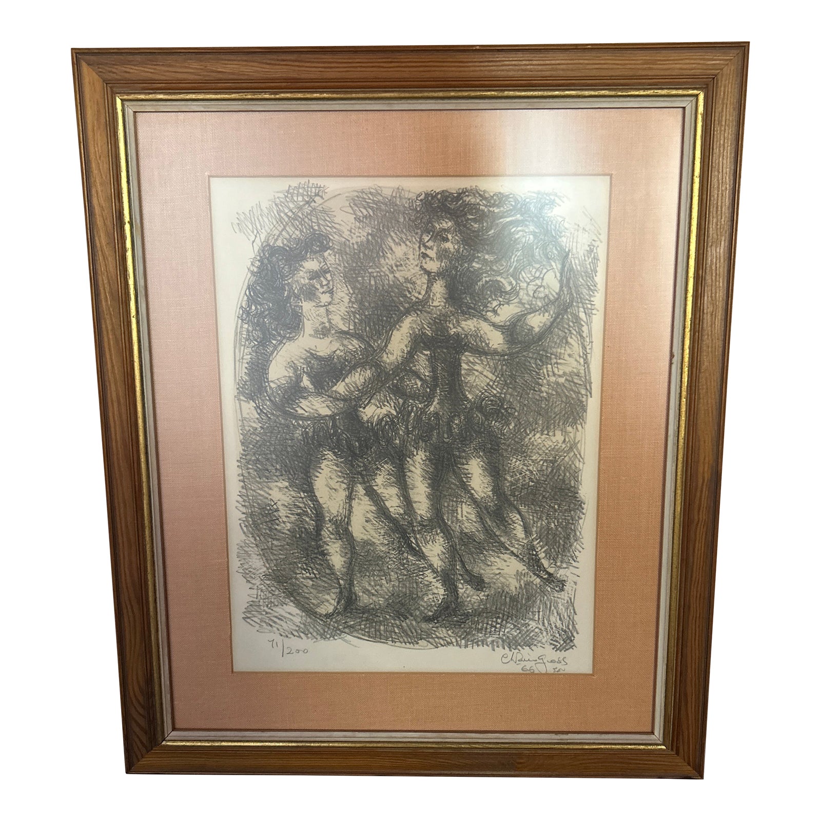 Chaim Gross Signed Ballerina Lithograph, 1966 – Limited Edition 71/200, Framed | Chairish