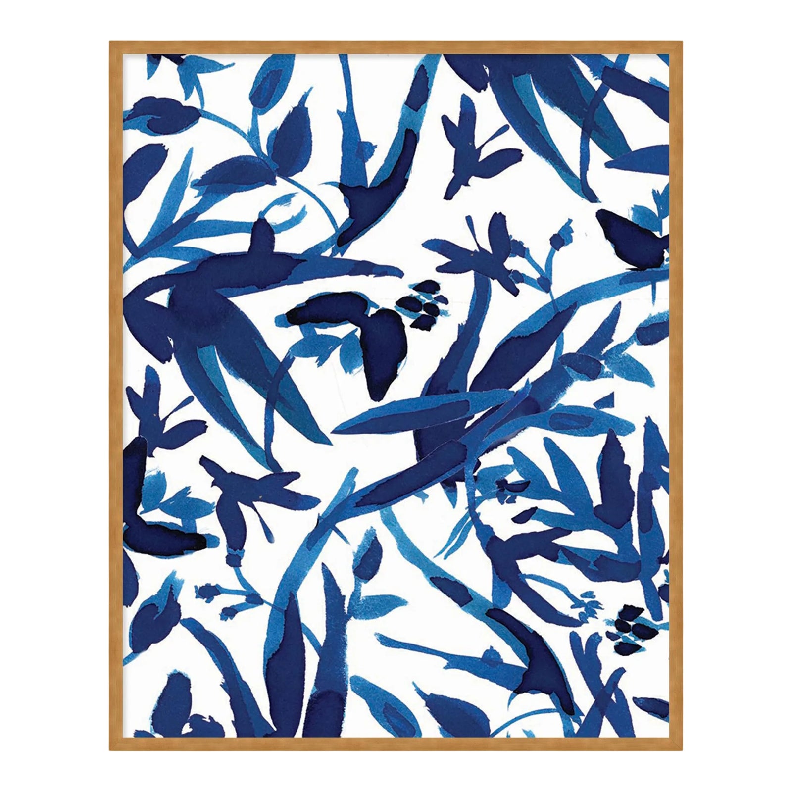 Cobalt Vines 1 by Gold Rush Art, Art Print in Gold Frame, Medium | Chairish