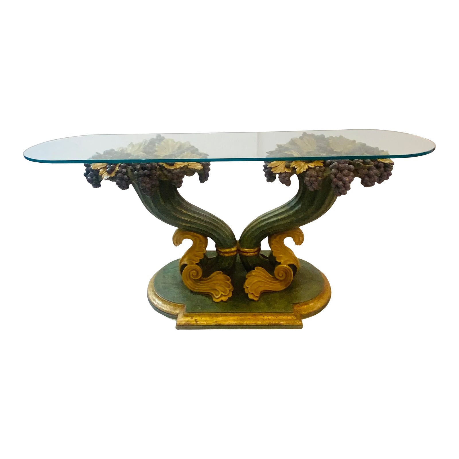 Italian Craved Wood Cornucopia Console Table | Chairish