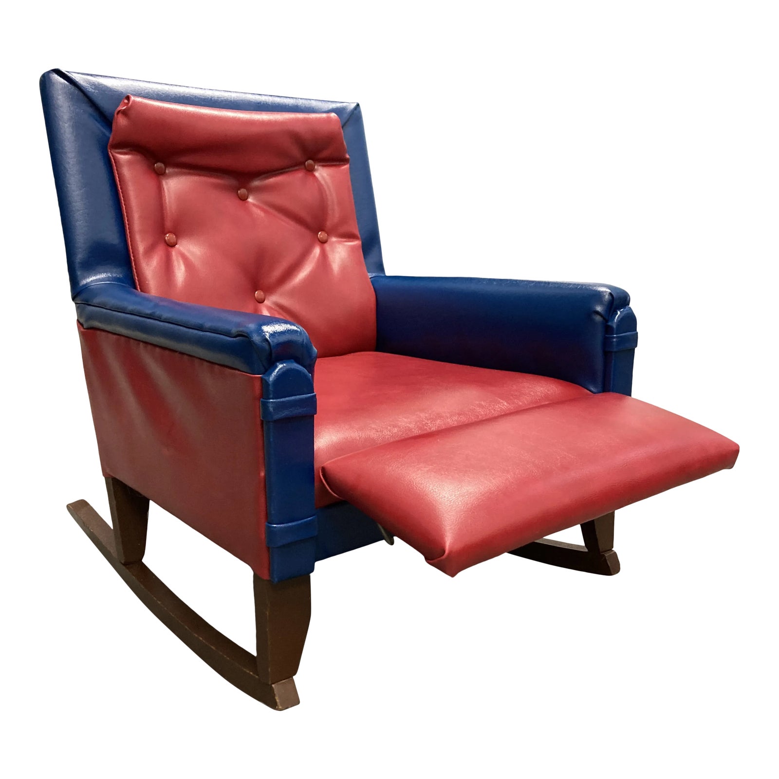 Mid-Century Modern Child’s Rocker Recliner in Tufted Vinyl | Chairish