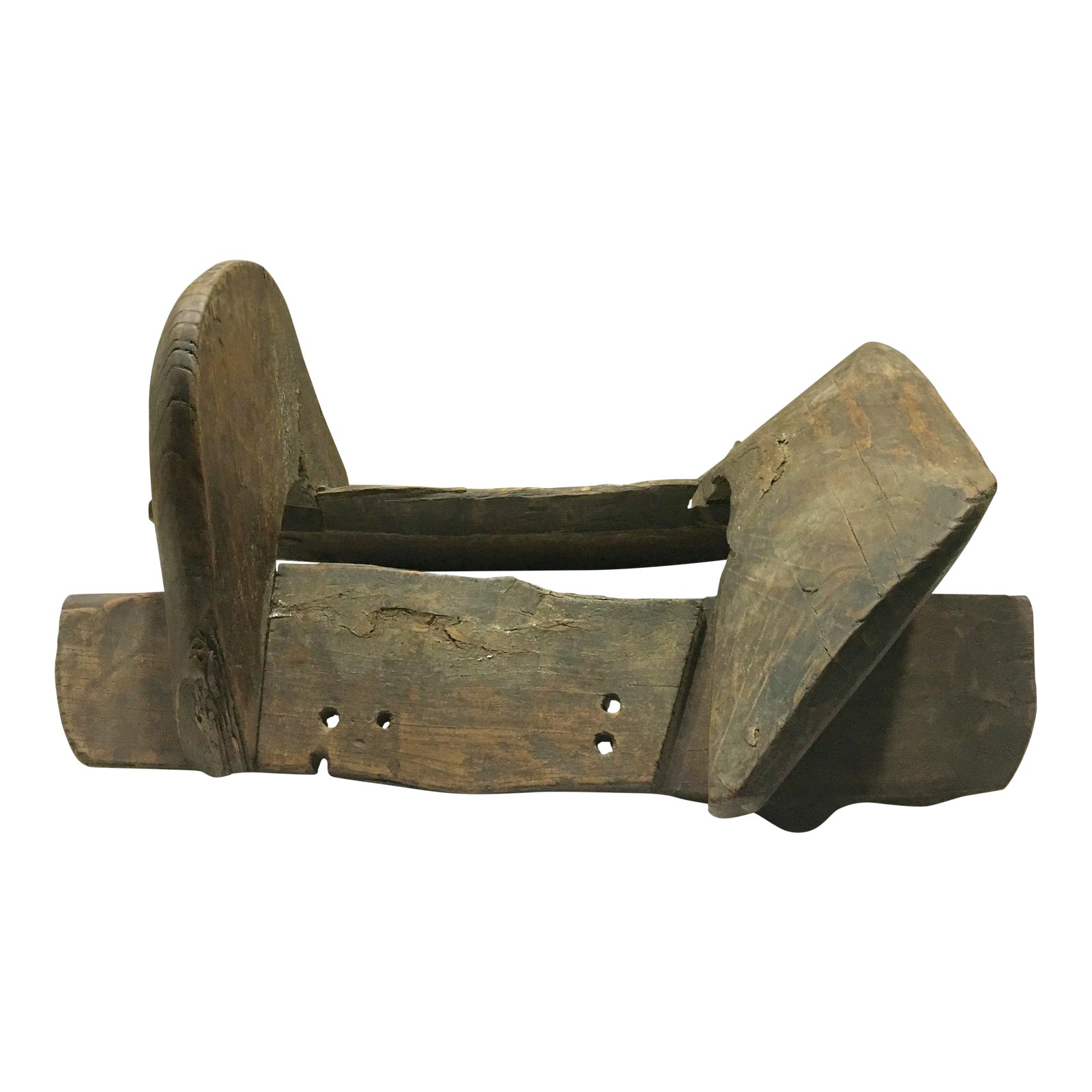 Vintage Primitive Wood Saddle | Chairish