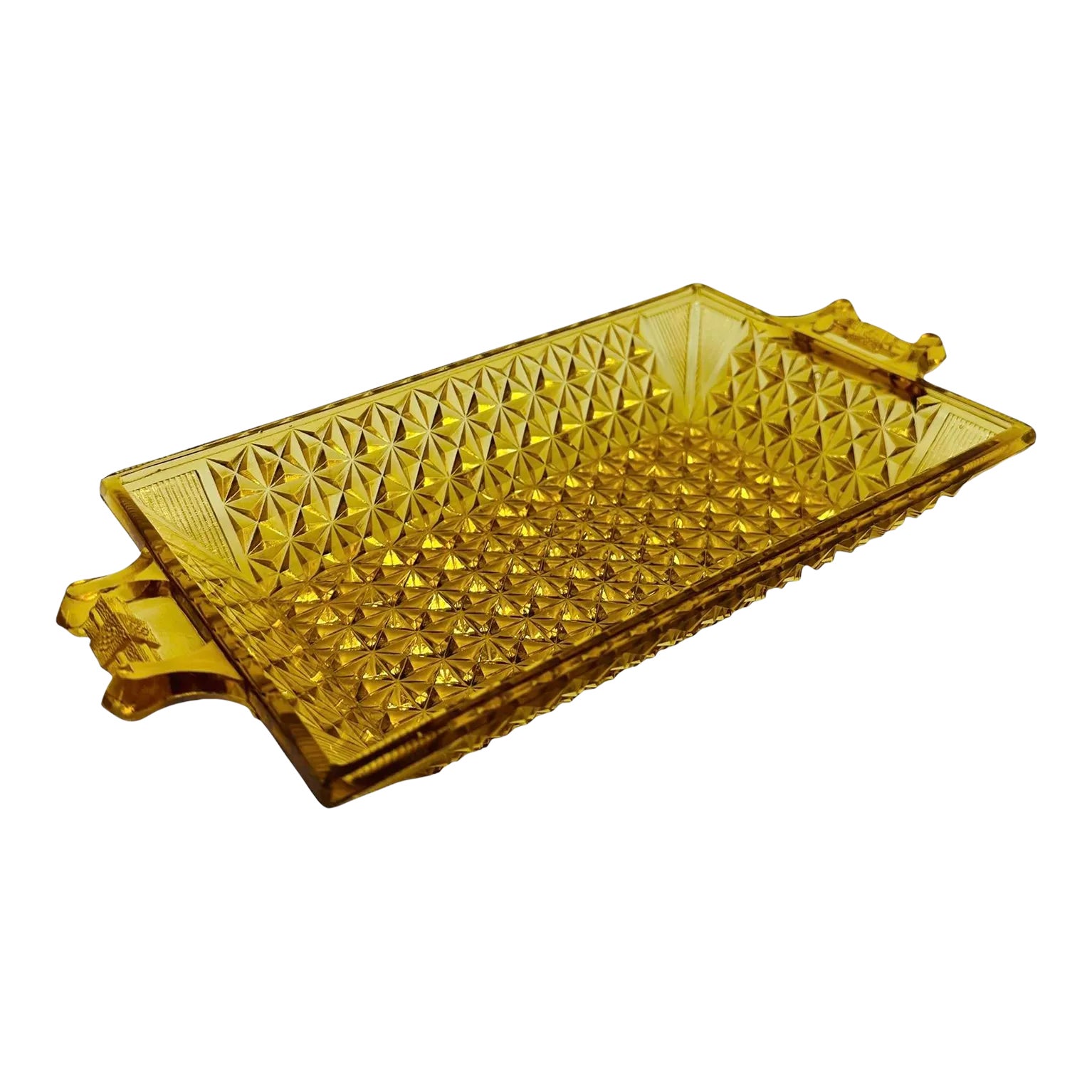 Vintage Art Deco Amber Glassware Tray | Chairish