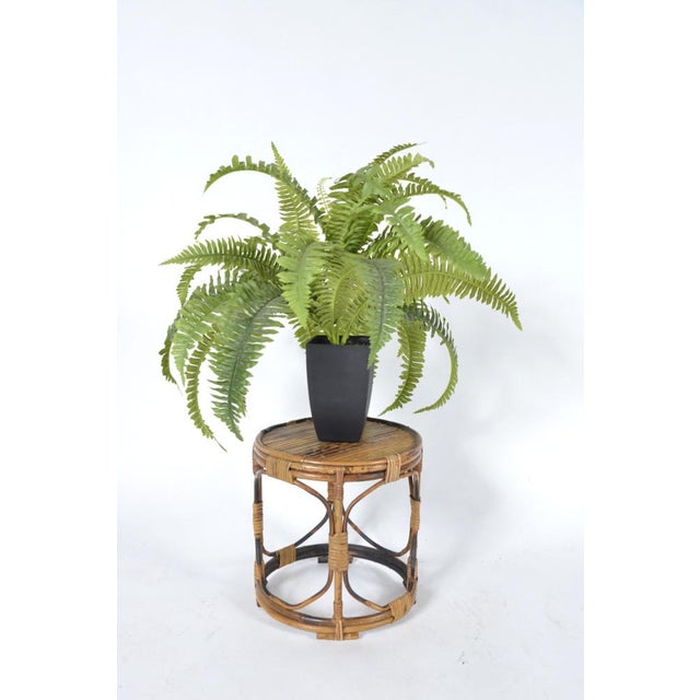 Mid-Century Tortoishell Bamboo Wicker Side Table, 1960s | Chairish