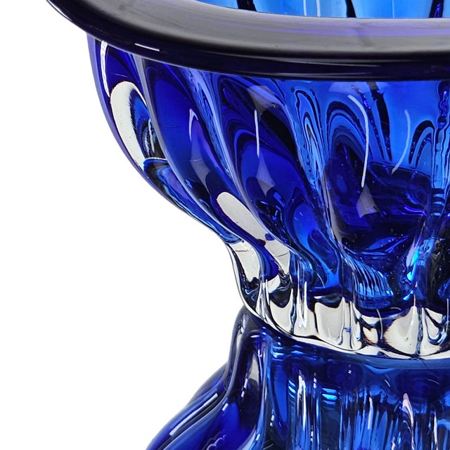 Vintage Handblown Glass Cobalt Blue W/ Handle | Chairish