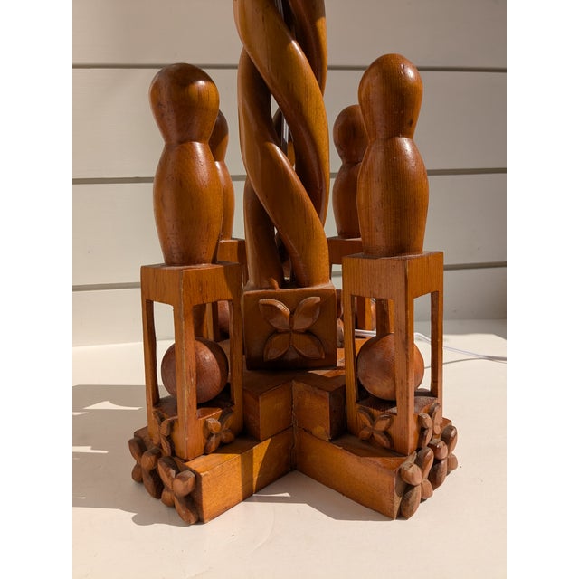 Early 20th Century Folk Art Primitive Tramp Art Handmade Wooden Table ...