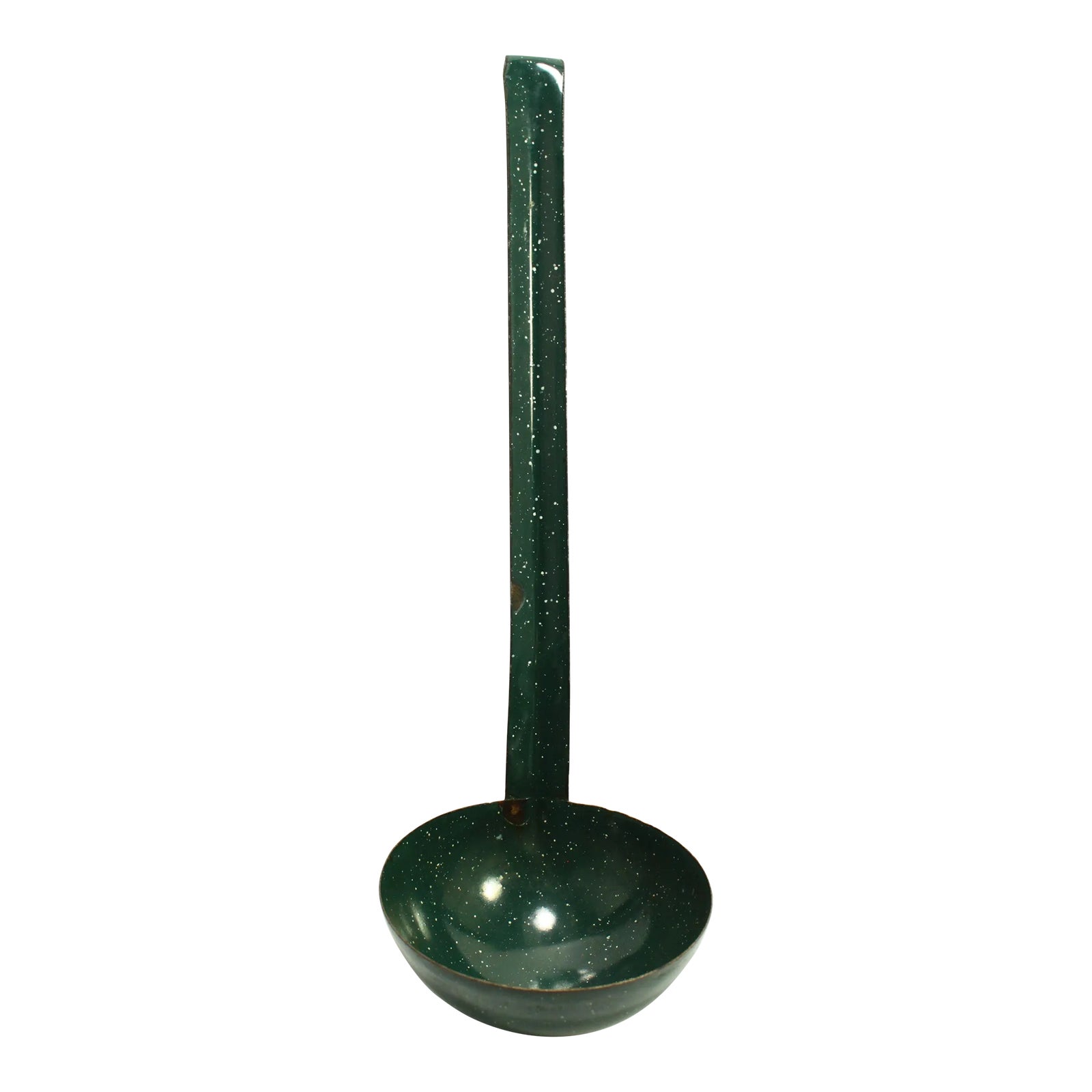 Vintage Graniteware Enameled Green Ladle Spoon | Chairish