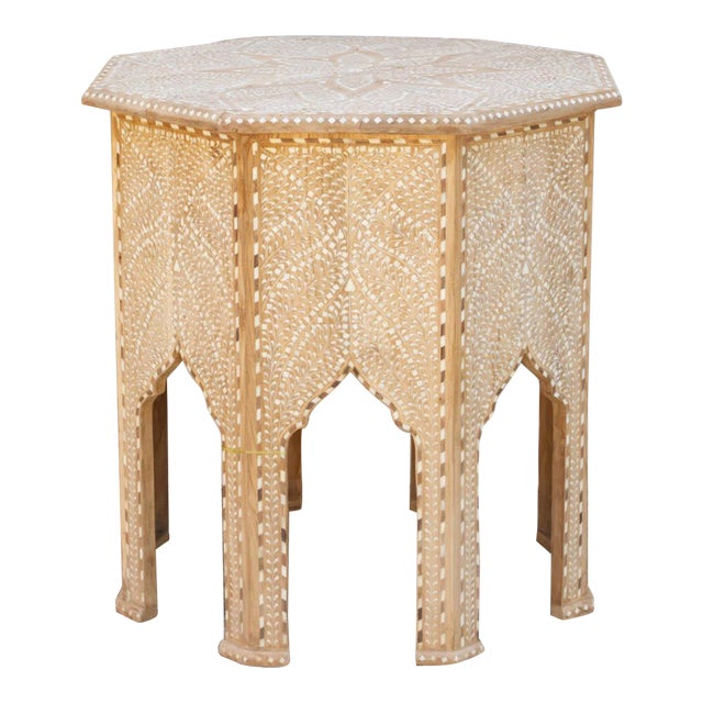 Large Bleached Inlay Anglo Indian End Table | Chairish