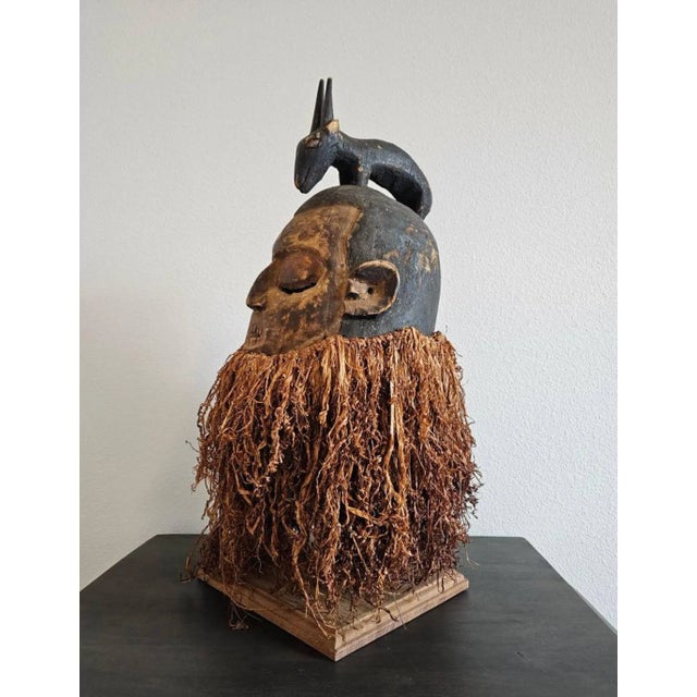 Antique African Tribal Carved Hemba Helmet Mask, Suku Peoples, Congo ...