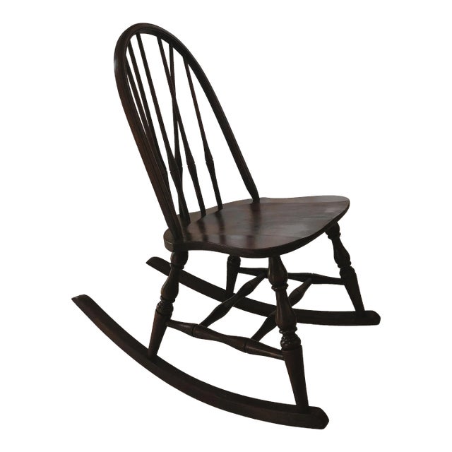 Vintage Early 20th Century Windsor Style Childs Rocking Chair | Chairish